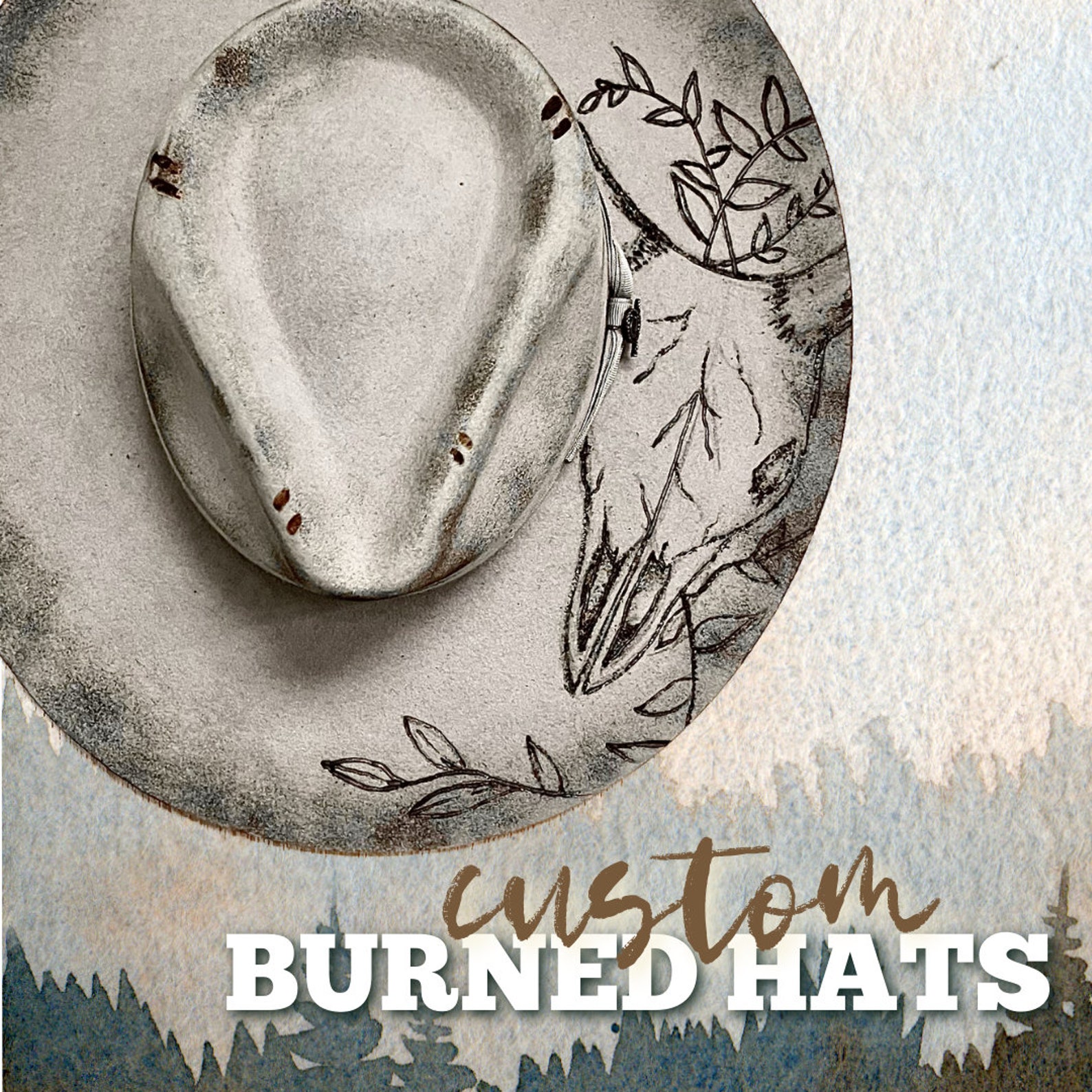Made to Order, Handcrafted, Burned Wide Brim Hat - Etsy