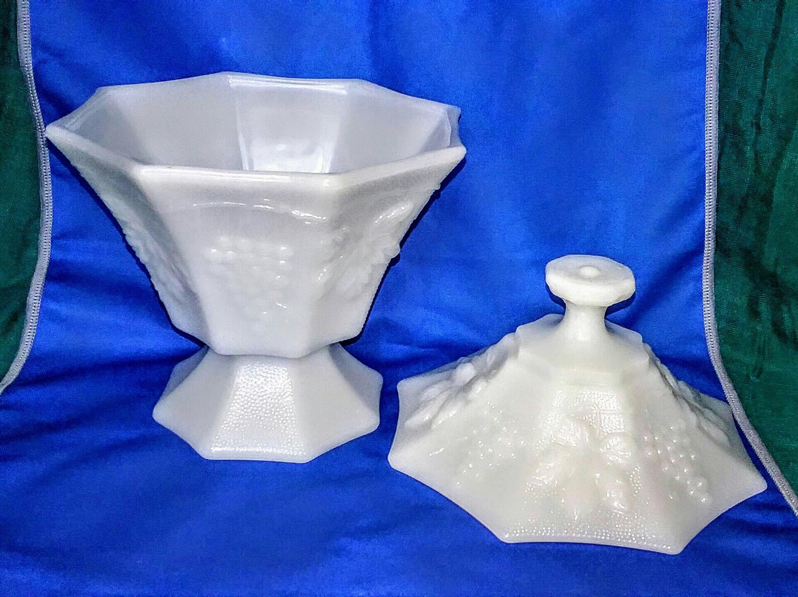 Vintage 8" Milk Glass Octagon Paneled Candy Dish With Lid - Anchor ...