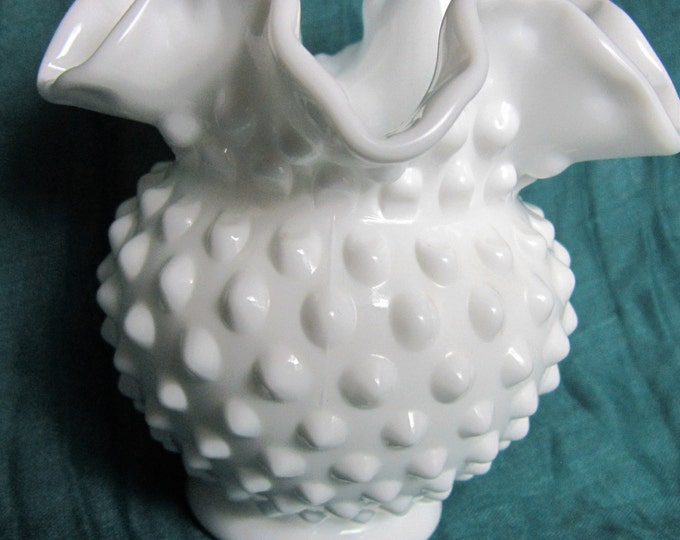 Authentic Vintage Fenton Hobnail White Milk Glass Cupped Flared Vase ...