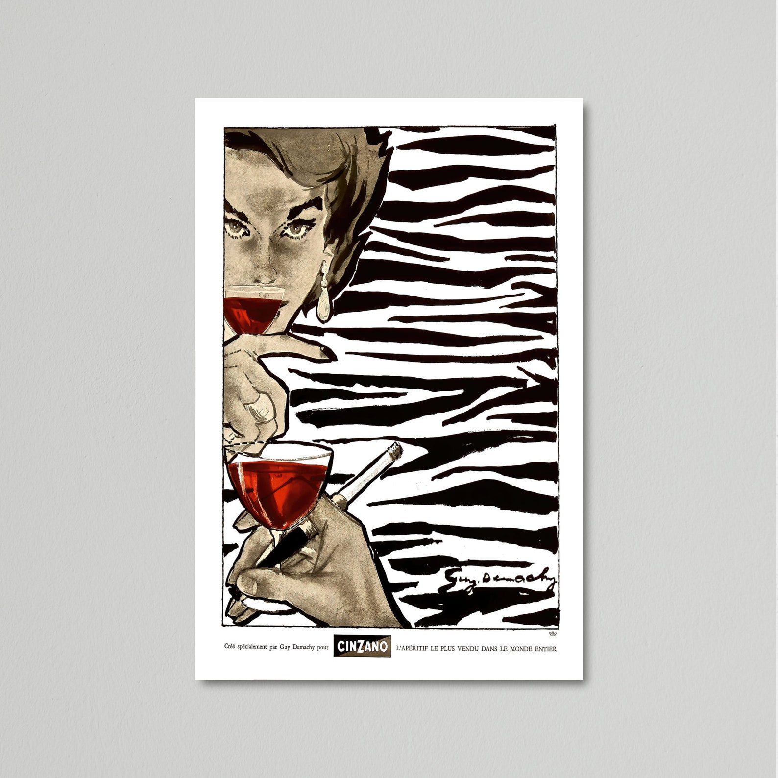 Vintage Food & Drink Poster Cinzano by Guy Demachy 1948 - Etsy