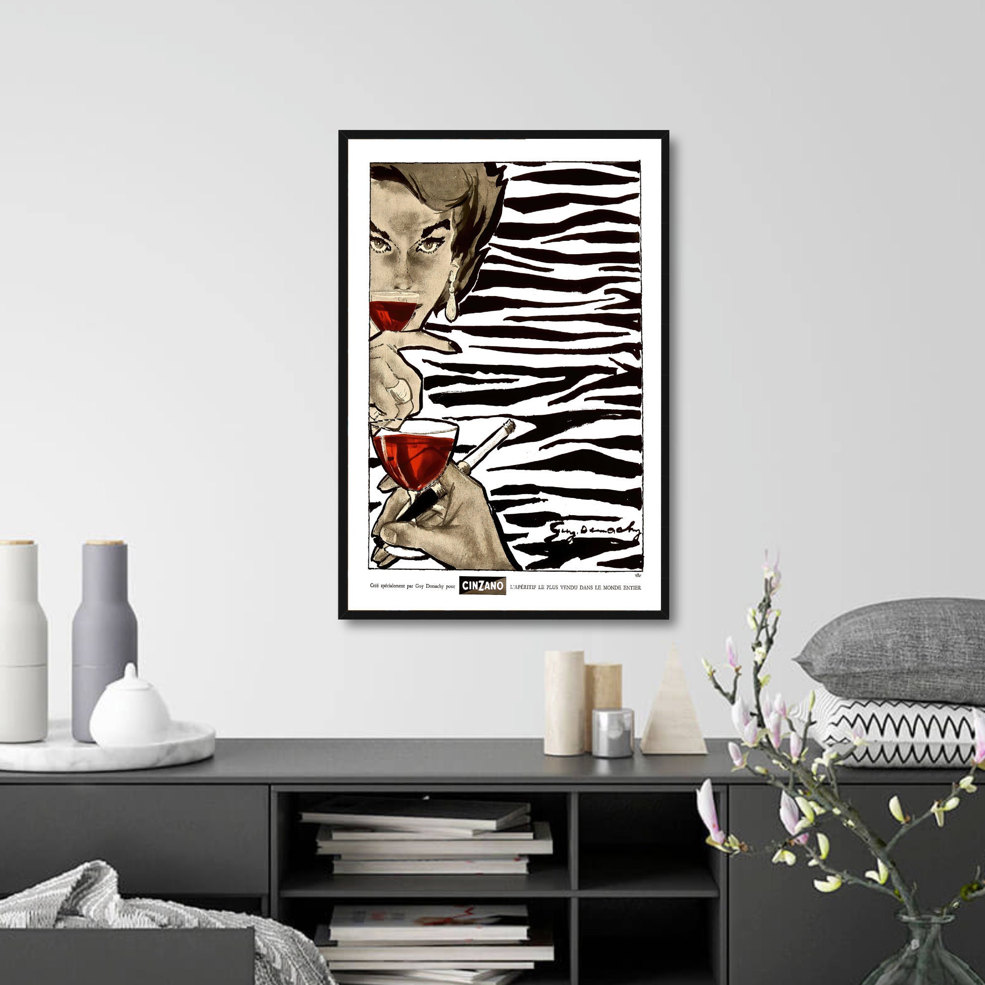 Vintage Food & Drink Poster Cinzano by Guy Demachy 1948 - Etsy