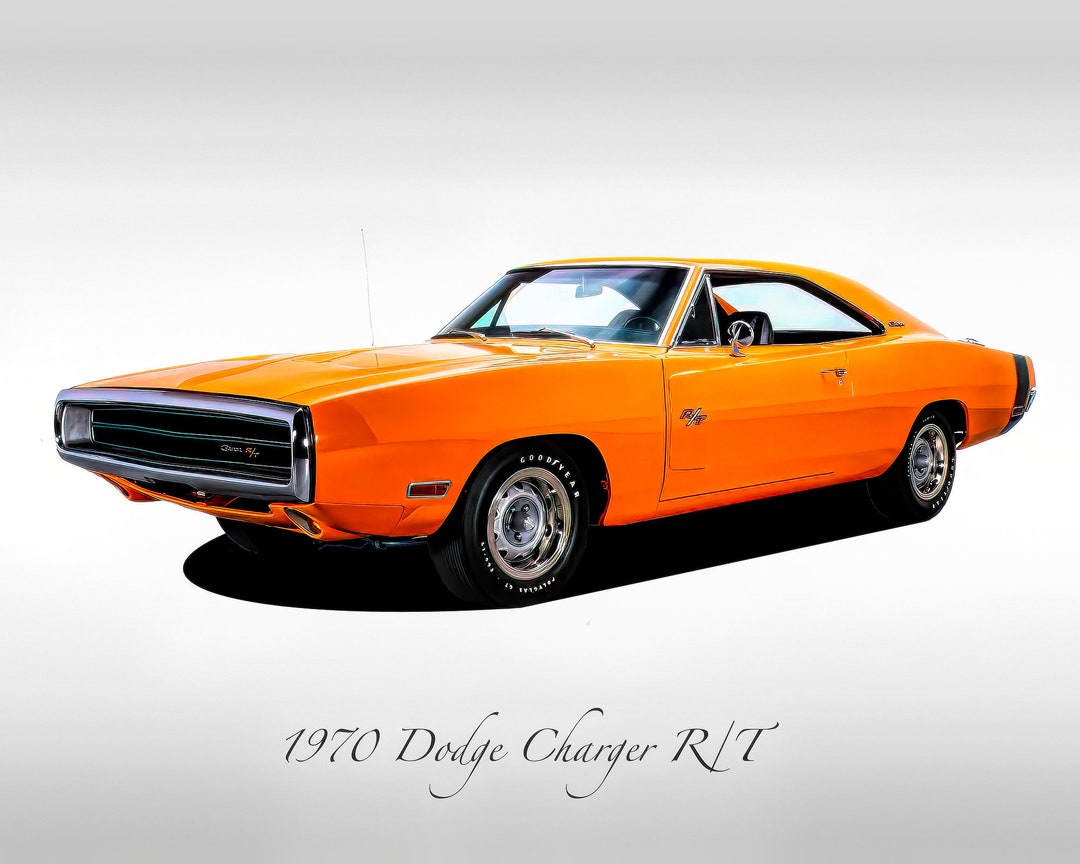 Classic Cars - 1970 Dodge Charger R/T - Go Mango - Muscle Car - Print ...