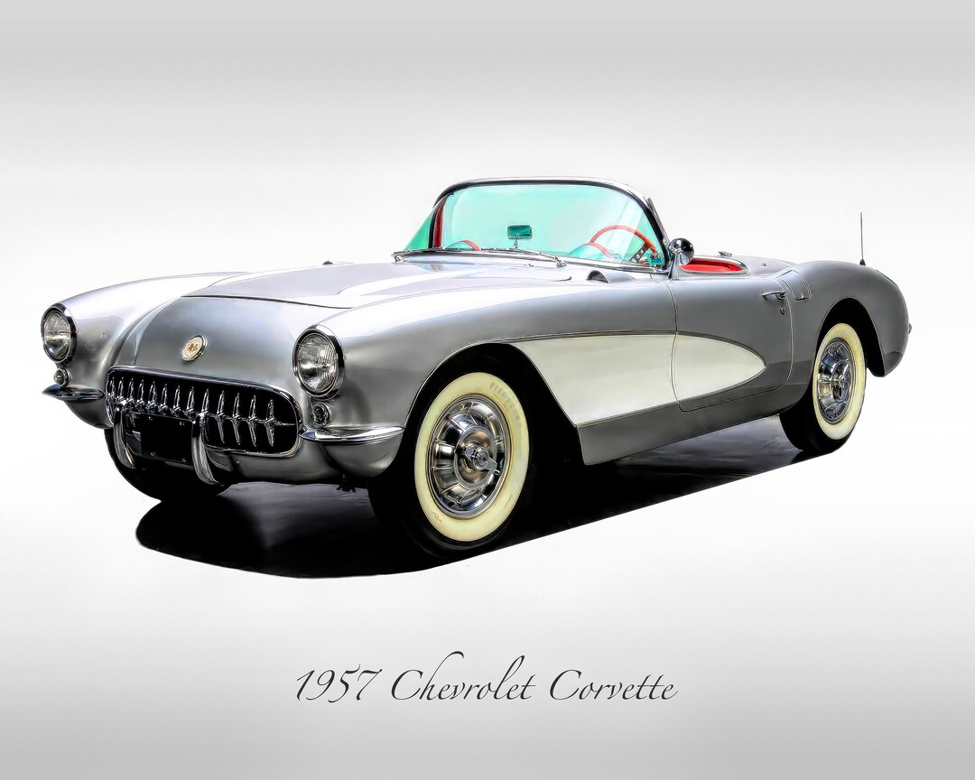 Classic Cars - 1957 Chevrolet Corvette in Inca Silver - Print - Etsy