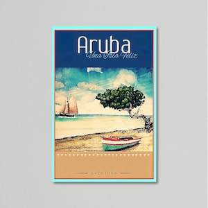 Aruba the Caribbean Vintage Travel Poster - Etsy
