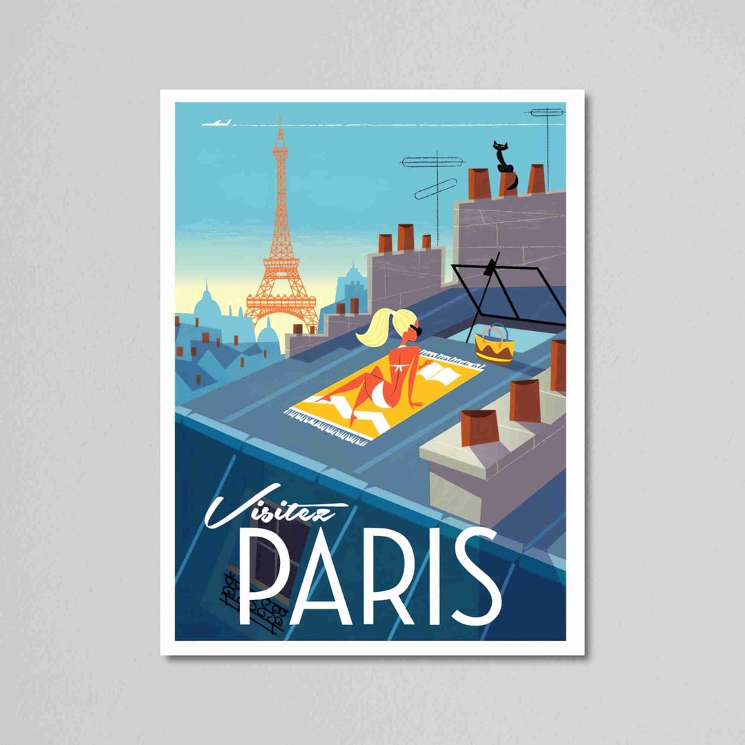 Vintage Travel Poster, Visitez Paris, France - Etsy