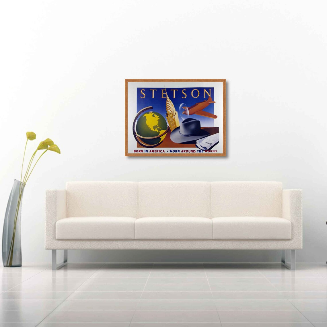 Vintage Poster Stetson Born in America Worn Around the - Etsy