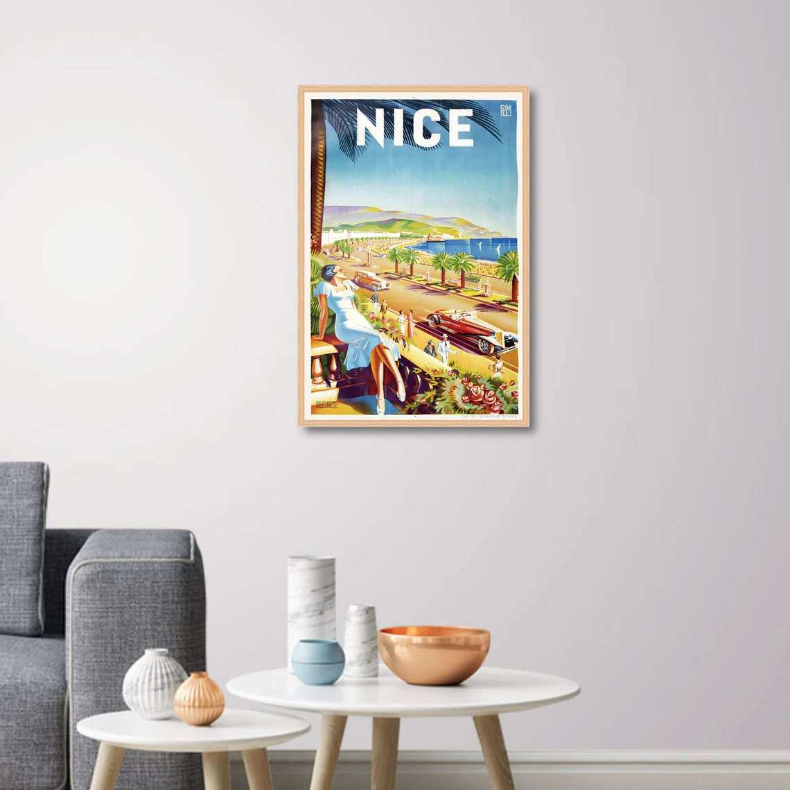 Vintage Travel Poster Nice France Art Deco | Etsy