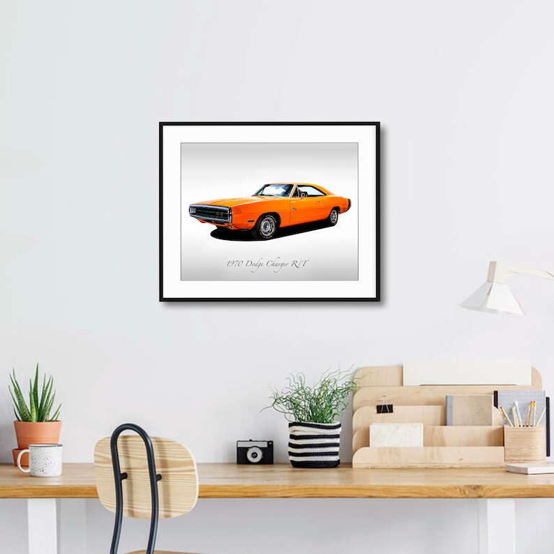 Classic Cars - 1970 Dodge Charger R/T - Go Mango - Muscle Car - Print ...