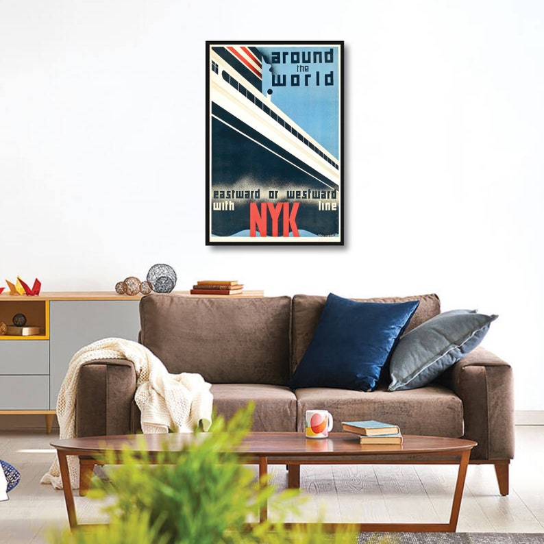 Vintage Travel Poster Around the World NYK by George - Etsy