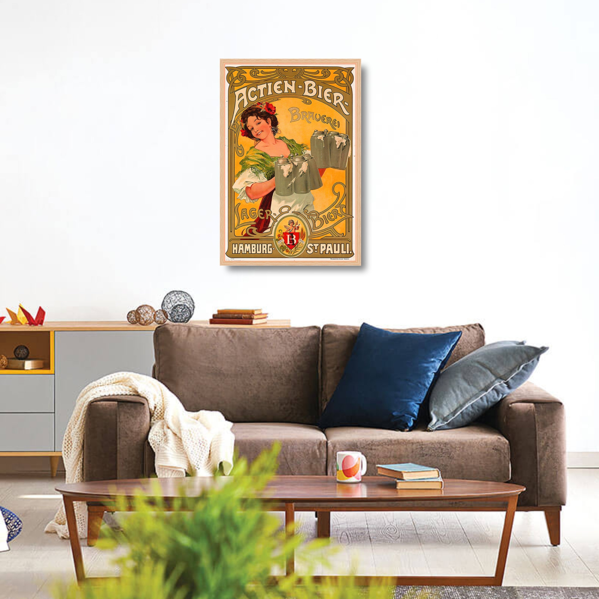 Vintage Beer Poster - Actien Lager Bier - Hamburg - St Pauli - Etsy