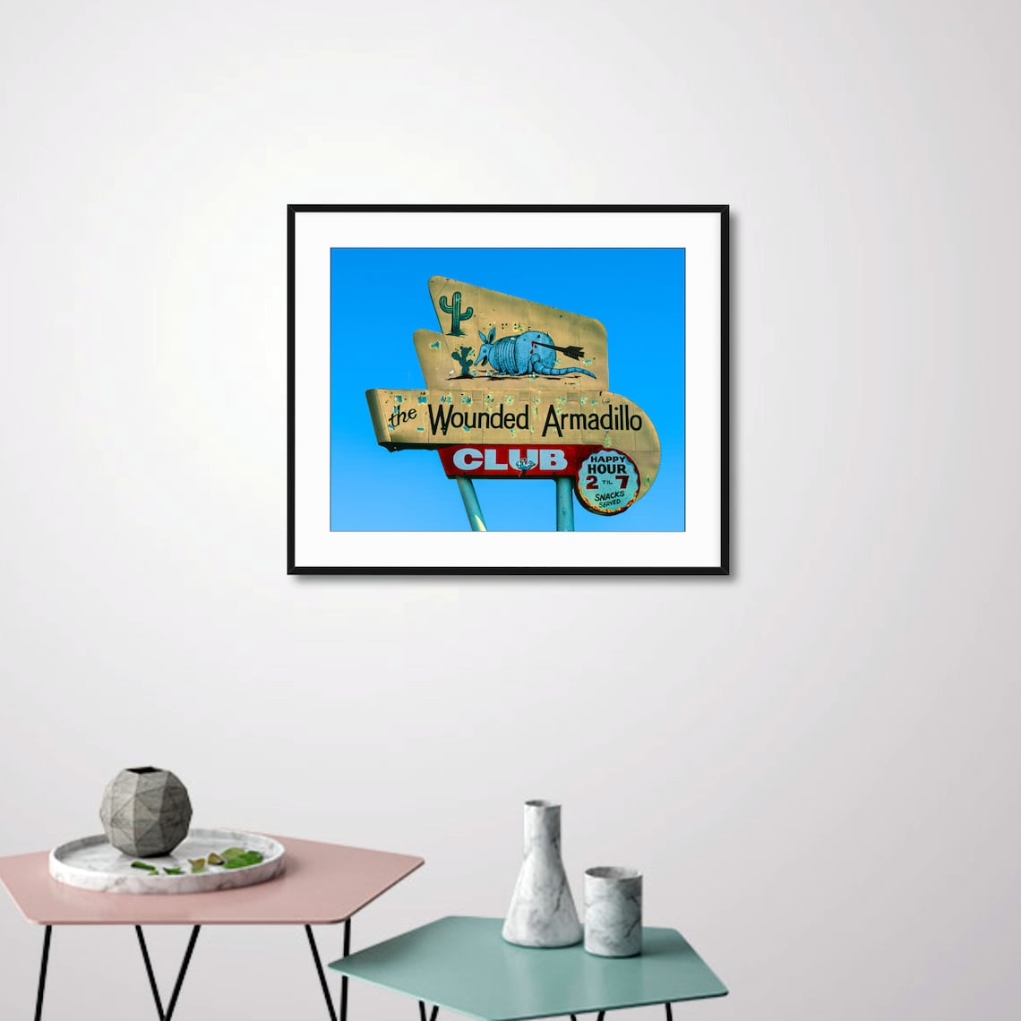 Wounded Armadillo Club Vintage Neon Bar Sign Print Richmond - Etsy