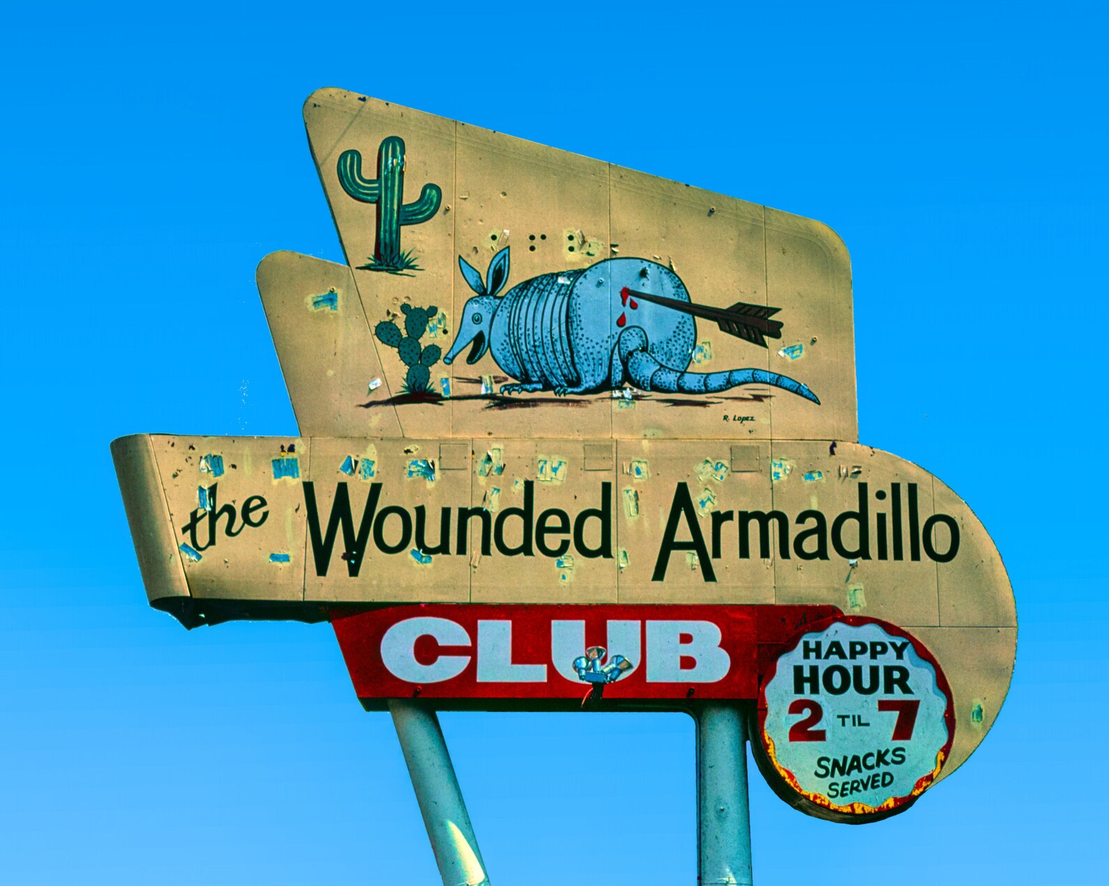 Wounded Armadillo Club Vintage Neon Bar Sign Print, Richmond, Texas - Etsy