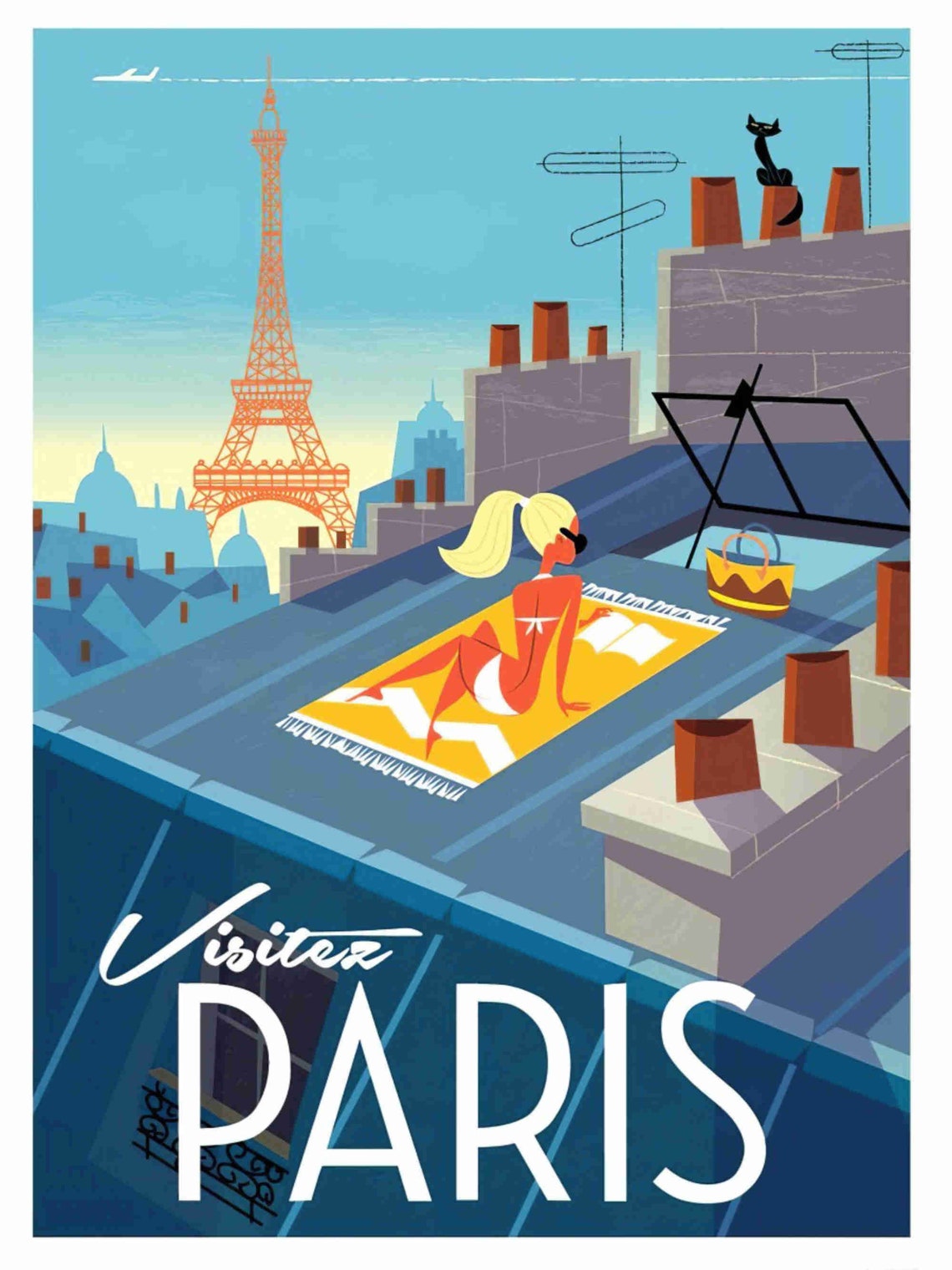 Vintage Travel Poster Visitez Paris France - Etsy