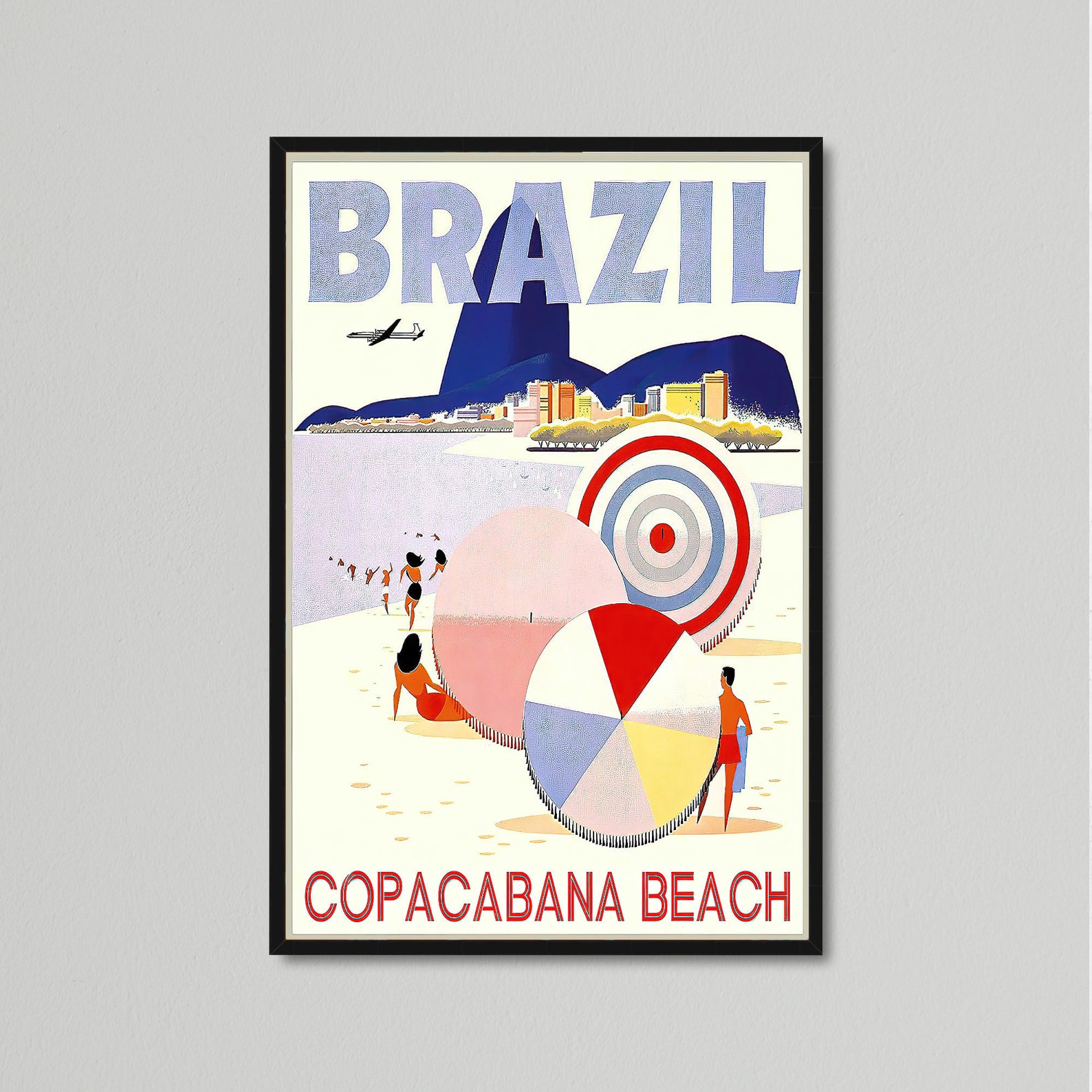 Vintage Travel Poster, Brazil Copacabana Beach - Etsy