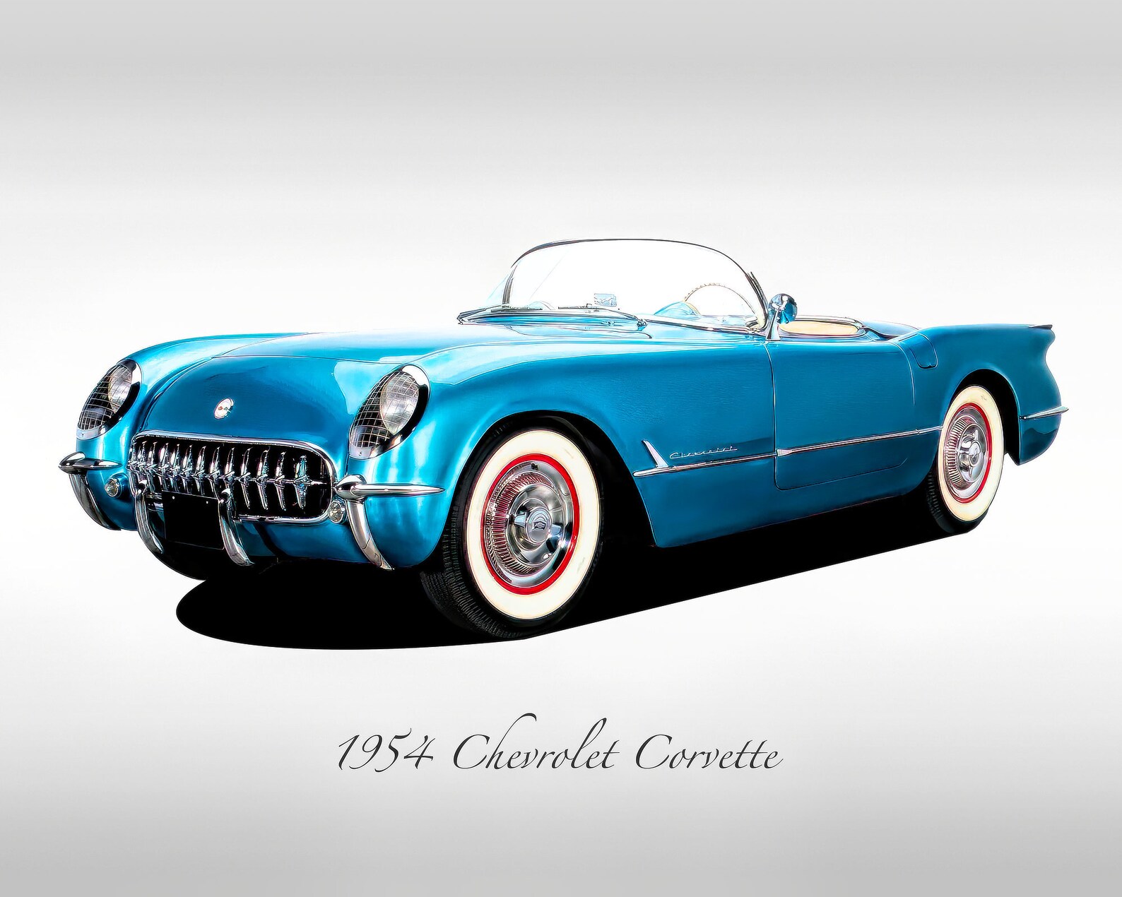 Classic Cars - 1954 Chevrolet Corvette - Pennant Blue - Print - Etsy