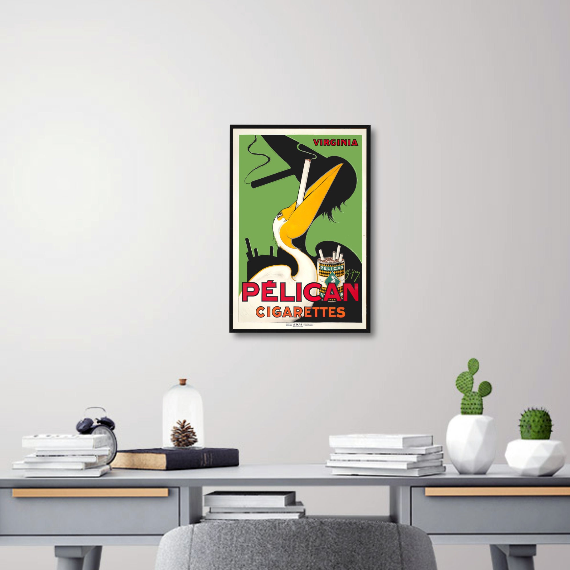 Vintage Advertising Poster Pelican Cigarettes - Etsy