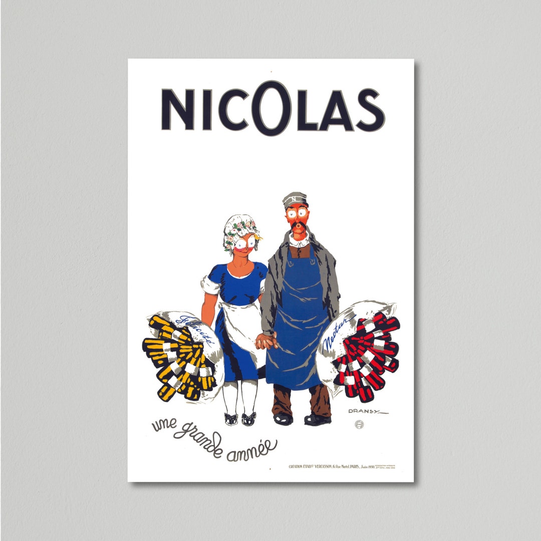 Vintage Food & Drink Poster, Nicolas Wines, Nectar Character by Jules ...