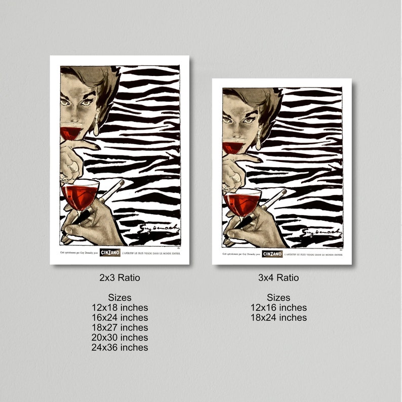 Vintage Food & Drink Poster Cinzano by Guy Demachy 1948 - Etsy