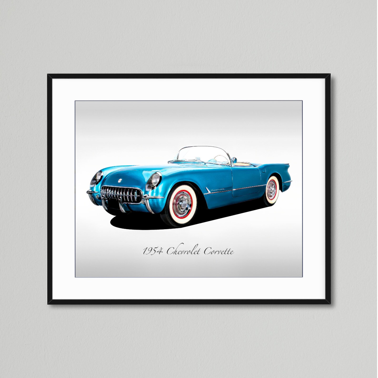 Classic Cars - 1954 Chevrolet Corvette - Pennant Blue - Print - Etsy