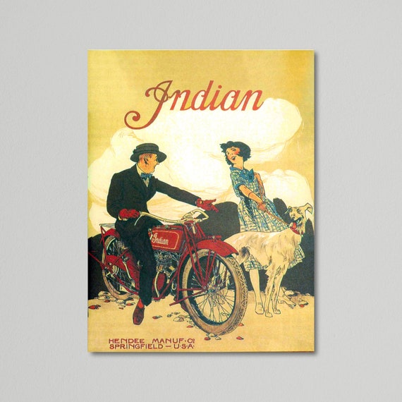 Vintage Poster Indian Motorcycles - Etsy