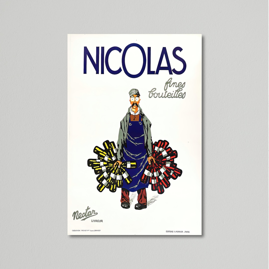 Vintage Food & Drink Poster, Nicolas Wines, Nectar Character by Jules ...