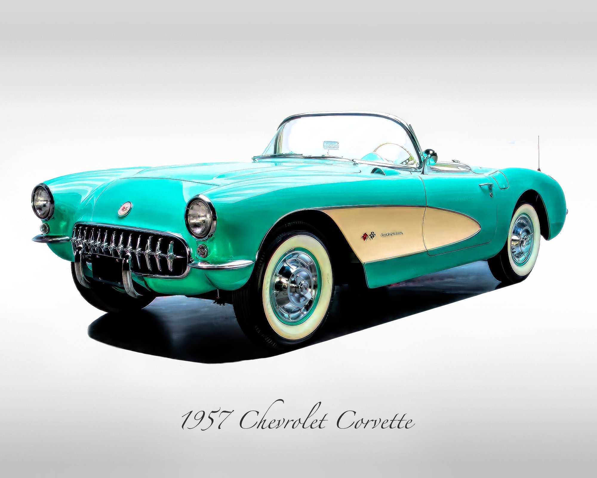 Classic Cars 1957 Chevrolet Corvette in Cascade Green Print - Etsy