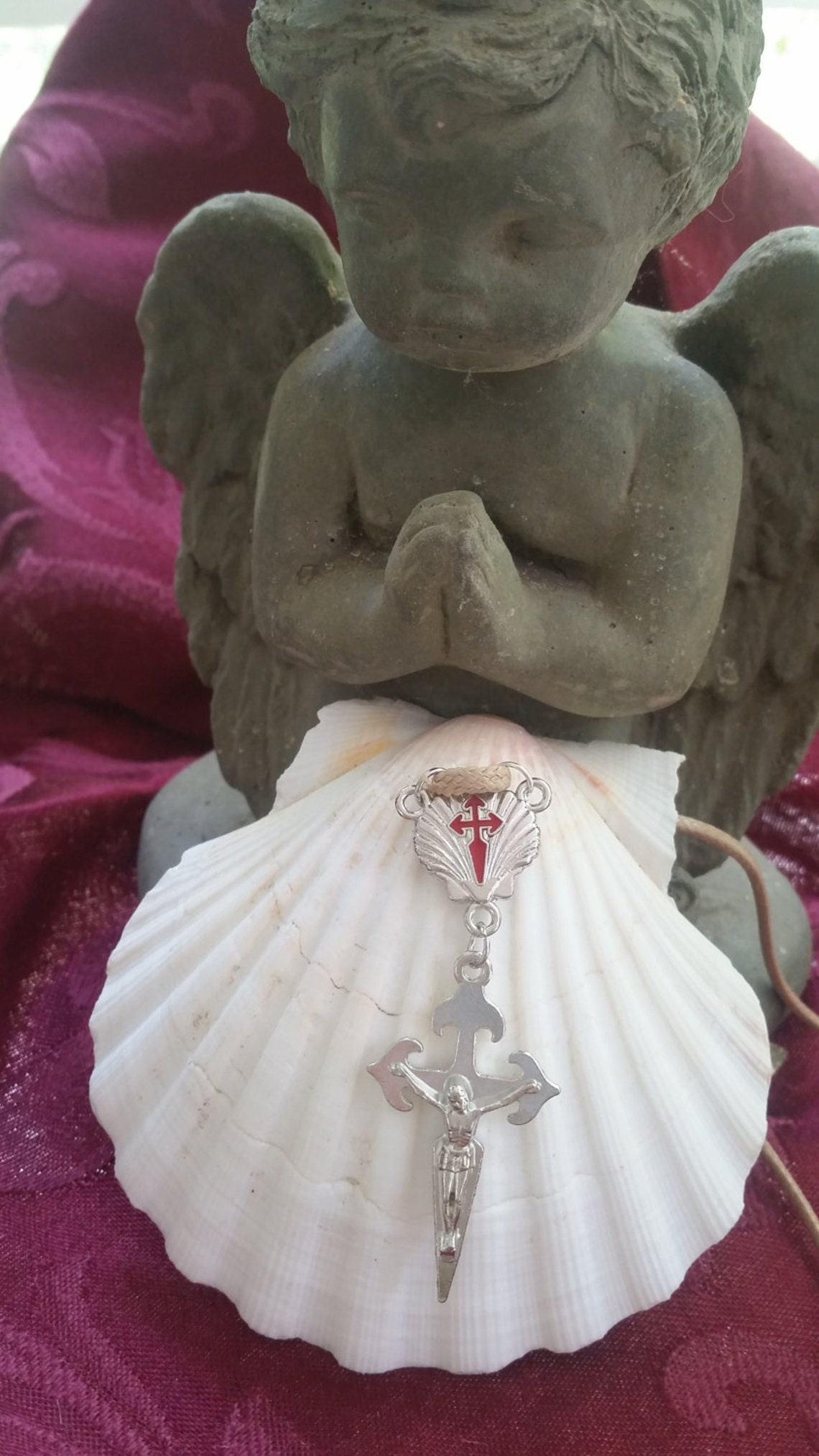 Camino De Santiago Scallop Shell With Cross of Saint James | Etsy