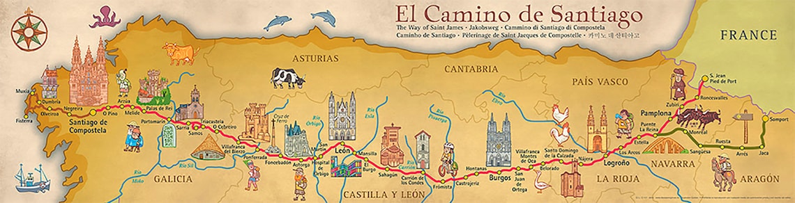 Poster Map of the Camino De Santiago / Frameable / Map / St - Etsy Canada