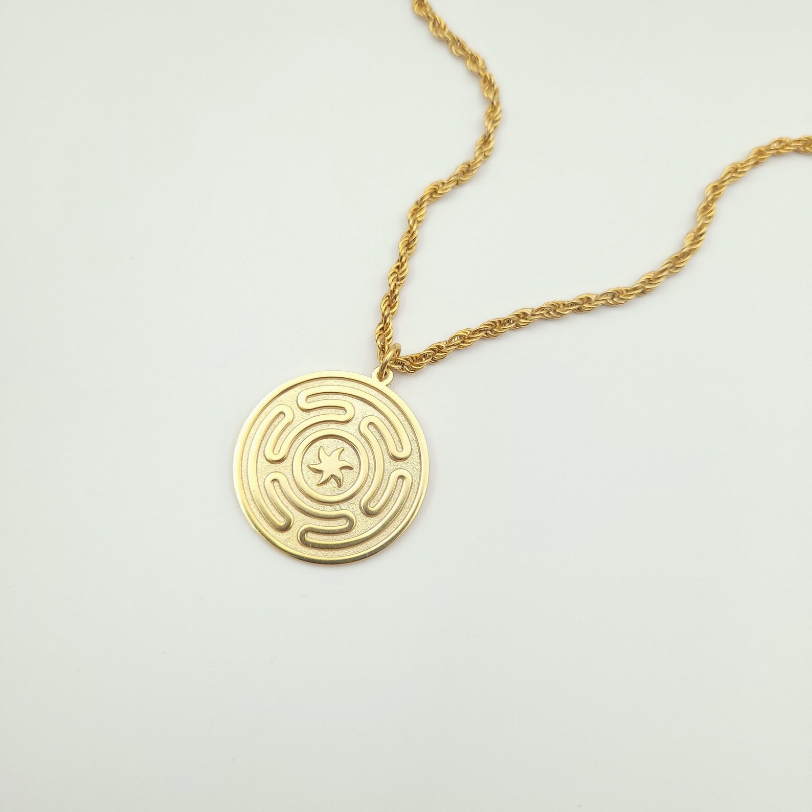 Wheel of Hecate Goddess Symbol Necklace, Silver Strophalos of Hekate ...