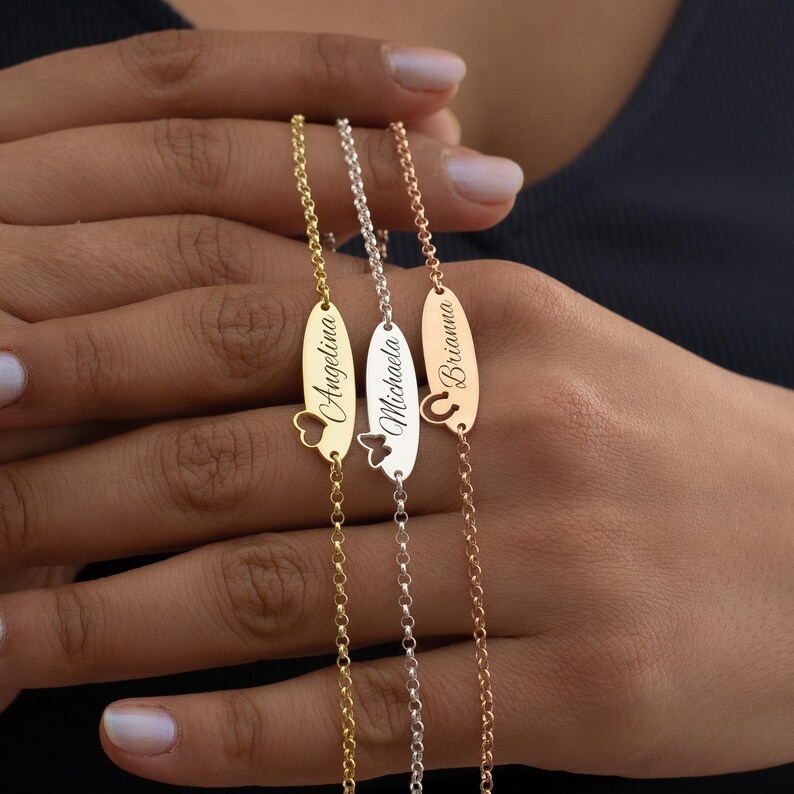 Personalized Engraved Name Plate Bracelet for Baby, Godmother, Sister ...