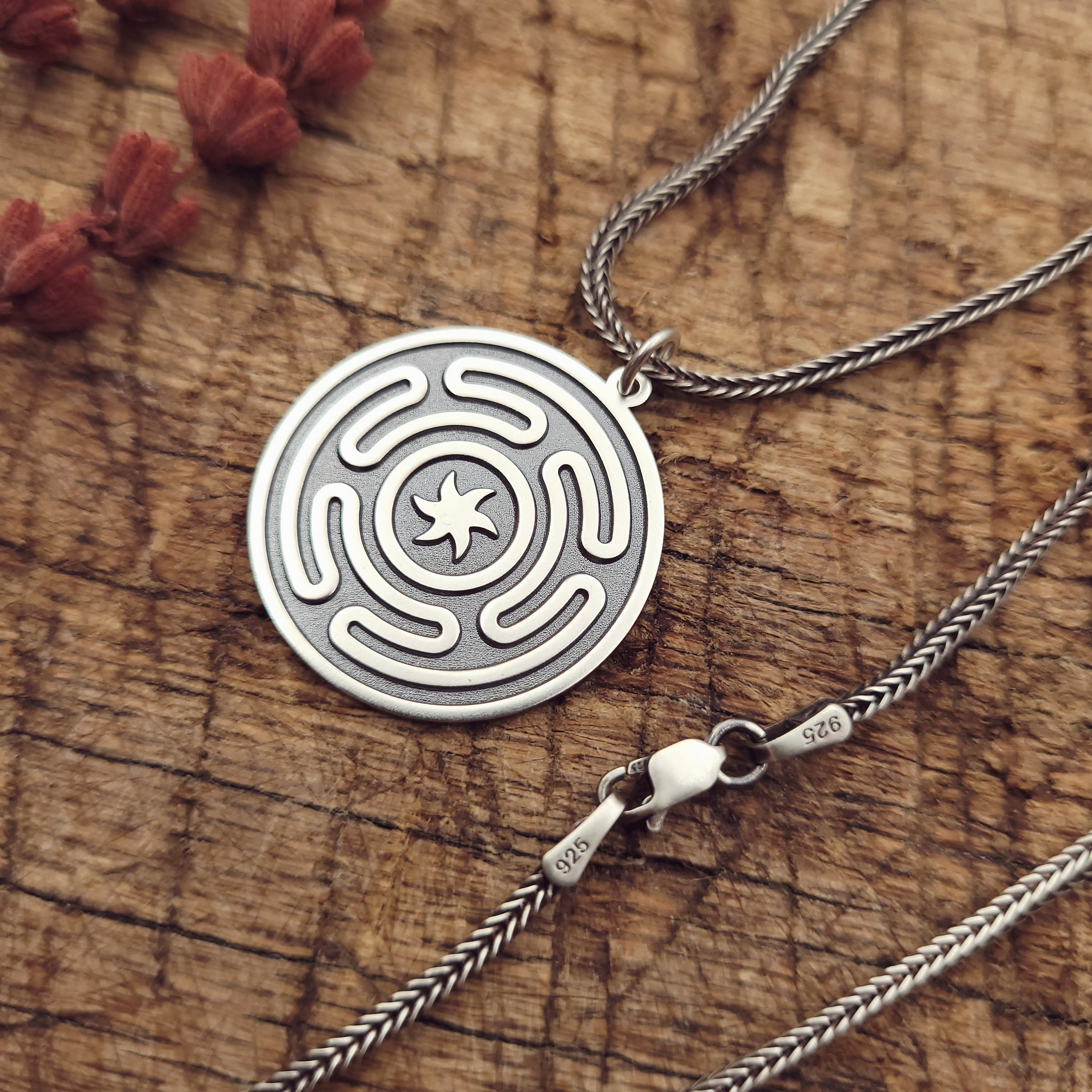 Wheel of Hecate Goddess Symbol Necklace, Silver Strophalos of Hekate ...