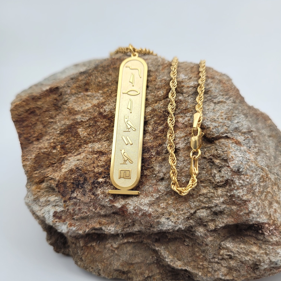 Personalized Egypt Cartouche Necklace, Gold Egyptian Hieroglyphs Name ...