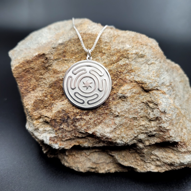 Wheel of Hecate Goddess Symbol Necklace, Silver Strophalos of Hekate ...