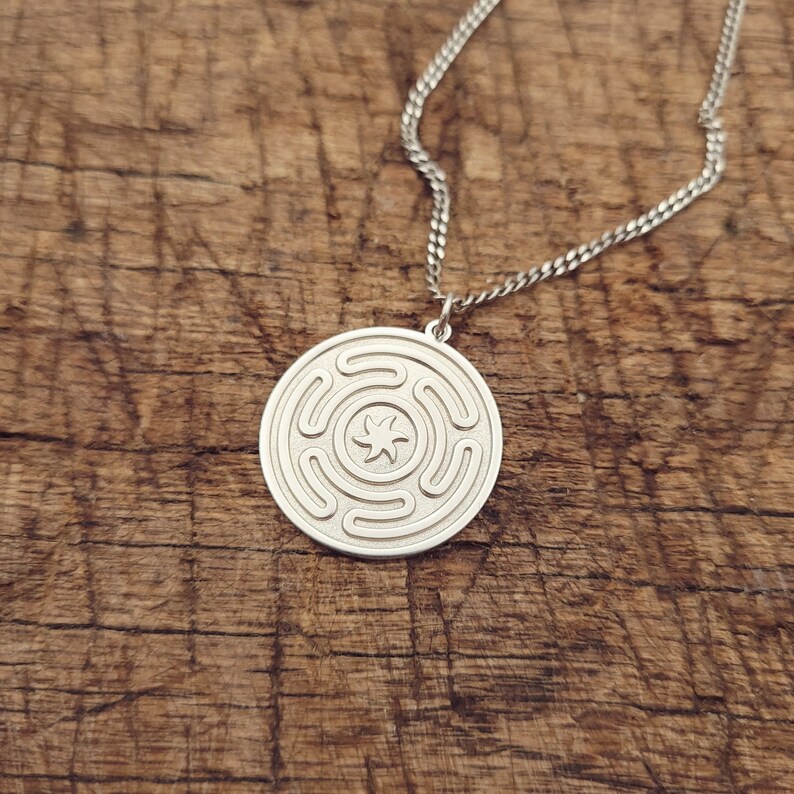 Wheel of Hecate Goddess Symbol Necklace Silver Strophalos of - Etsy