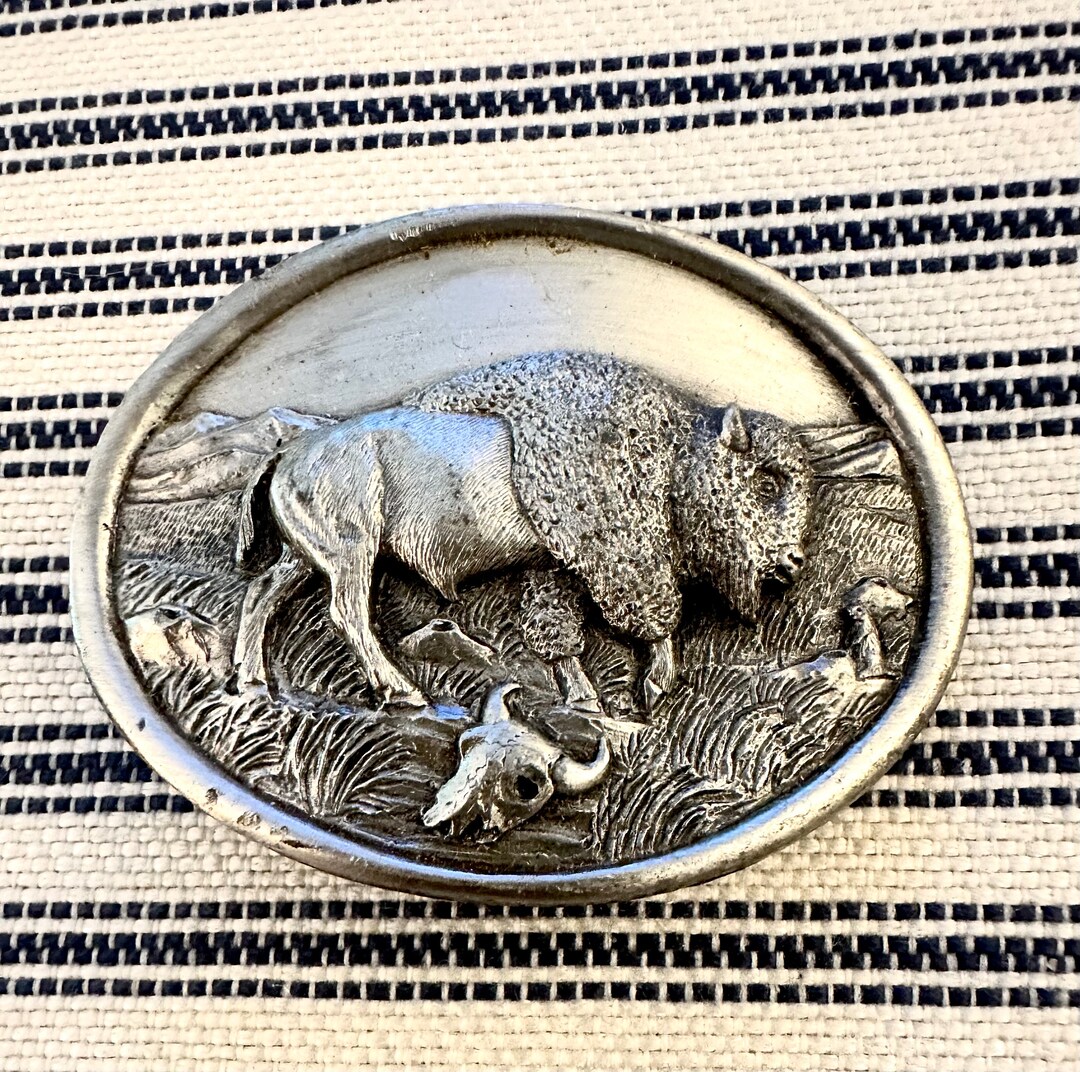 Buffalo Belt Buckle Small Size Siskiyou Buckle Co 1983 Pewter - Etsy
