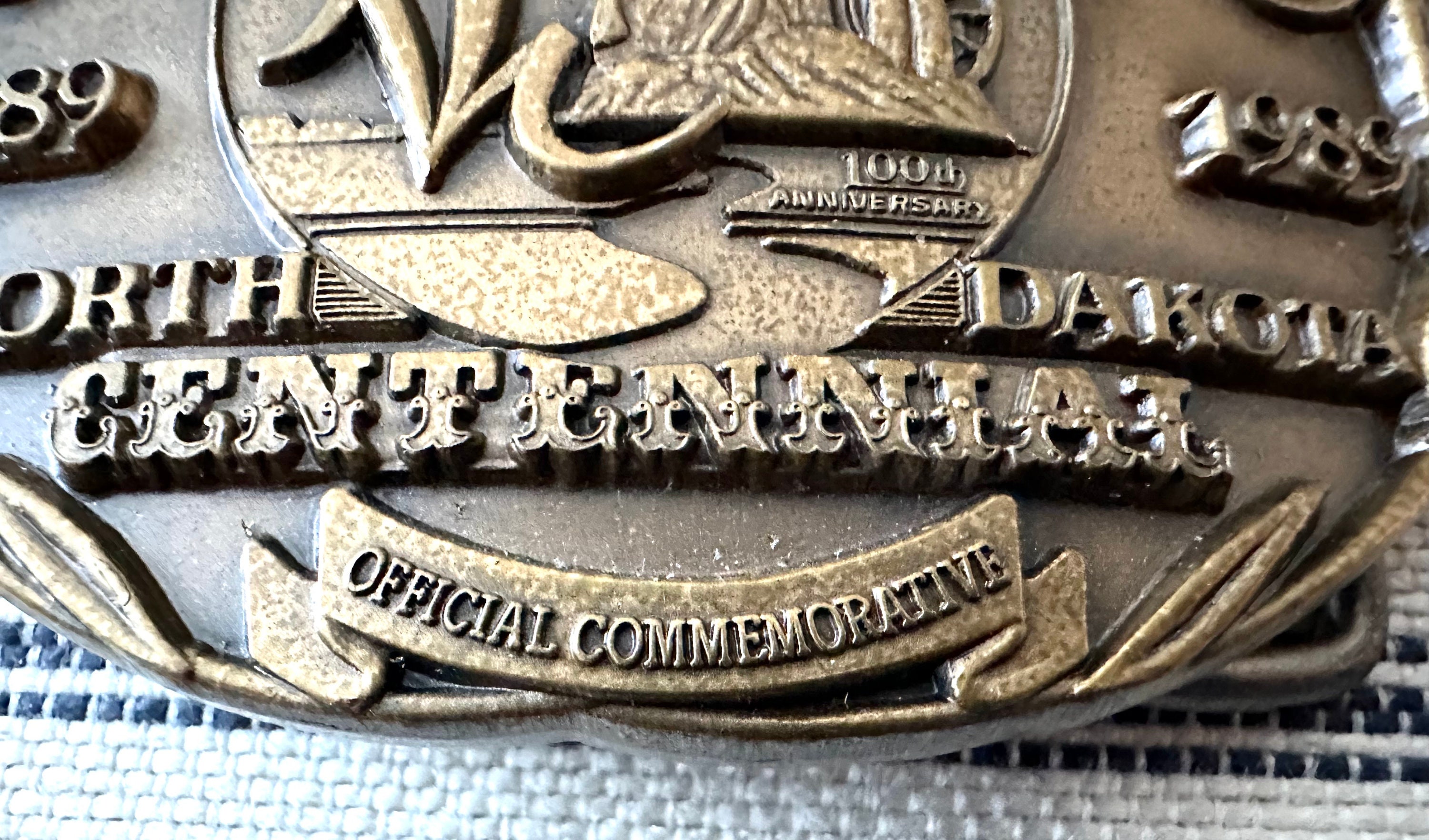 Vintage N D Belt Buckle 100 Years of Statehood North Dakota Centennial ...