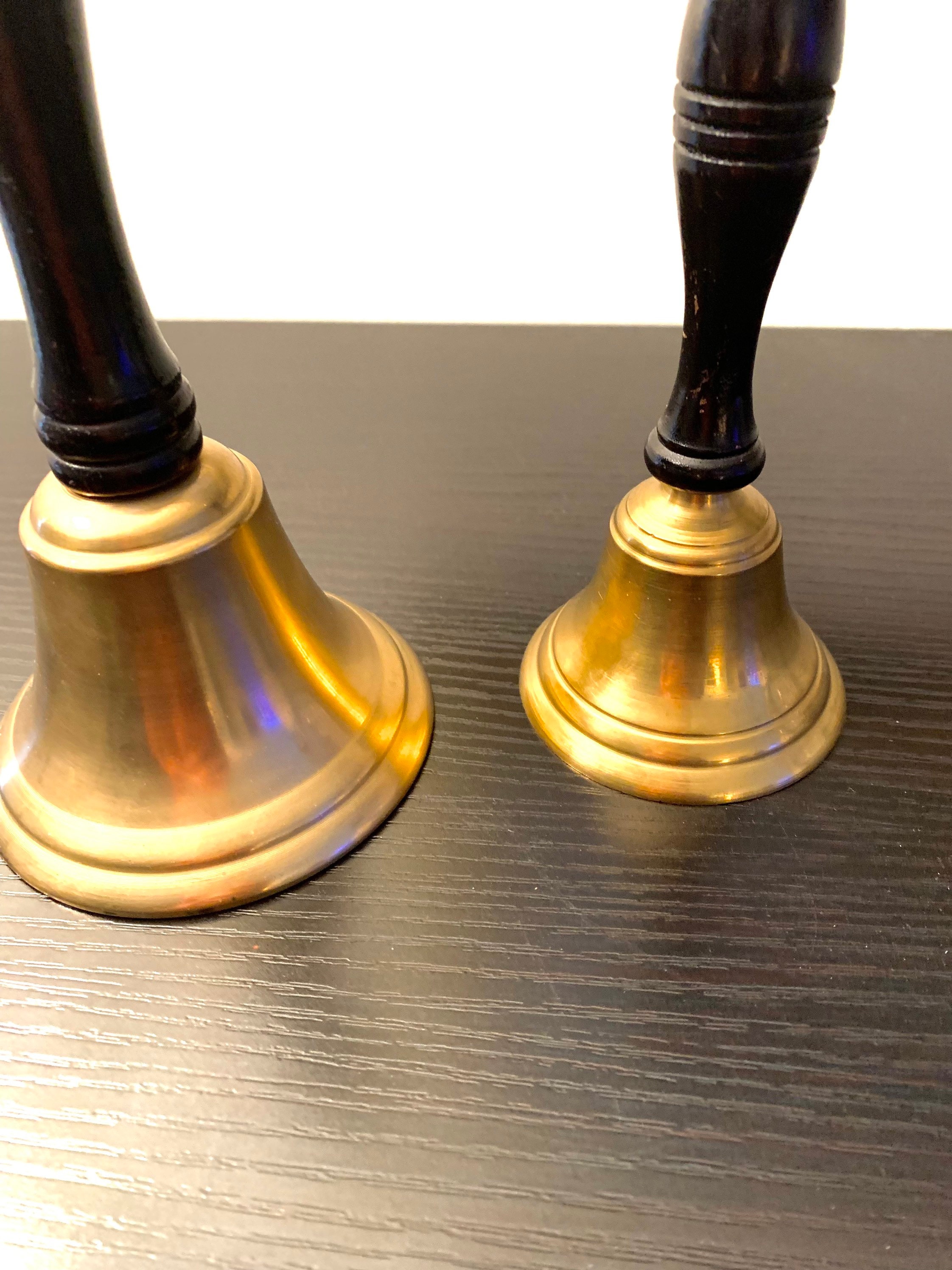 2 Wood and Brass Antique School Bells Various Sizes Farm House - Etsy