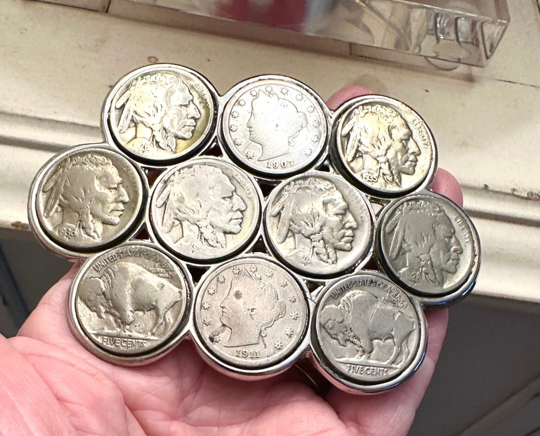 Native American Coin Belt Buckle Includes 2 Native Americans & 2 ...