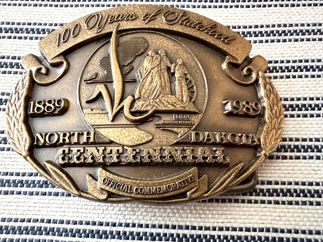 Vintage N D Belt Buckle 100 Years of Statehood North Dakota Centennial ...