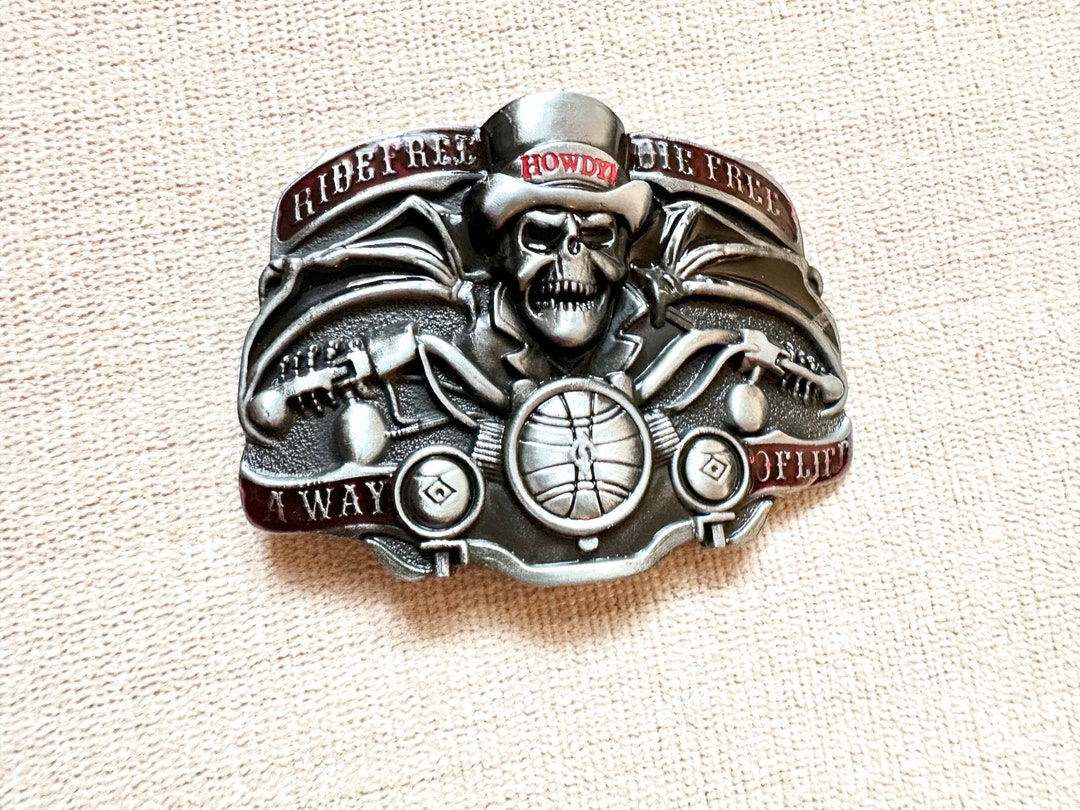 Vintage Biker Belt Buckle Ride Free Die Free a Way of Life Metallic ...