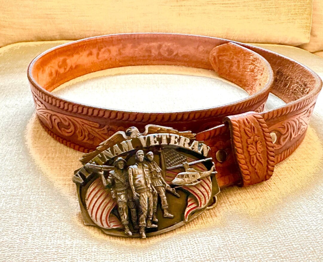 Vintage Vietnam Veteran Belt Buckle Siskiyou Buckle With Silver Creek ...