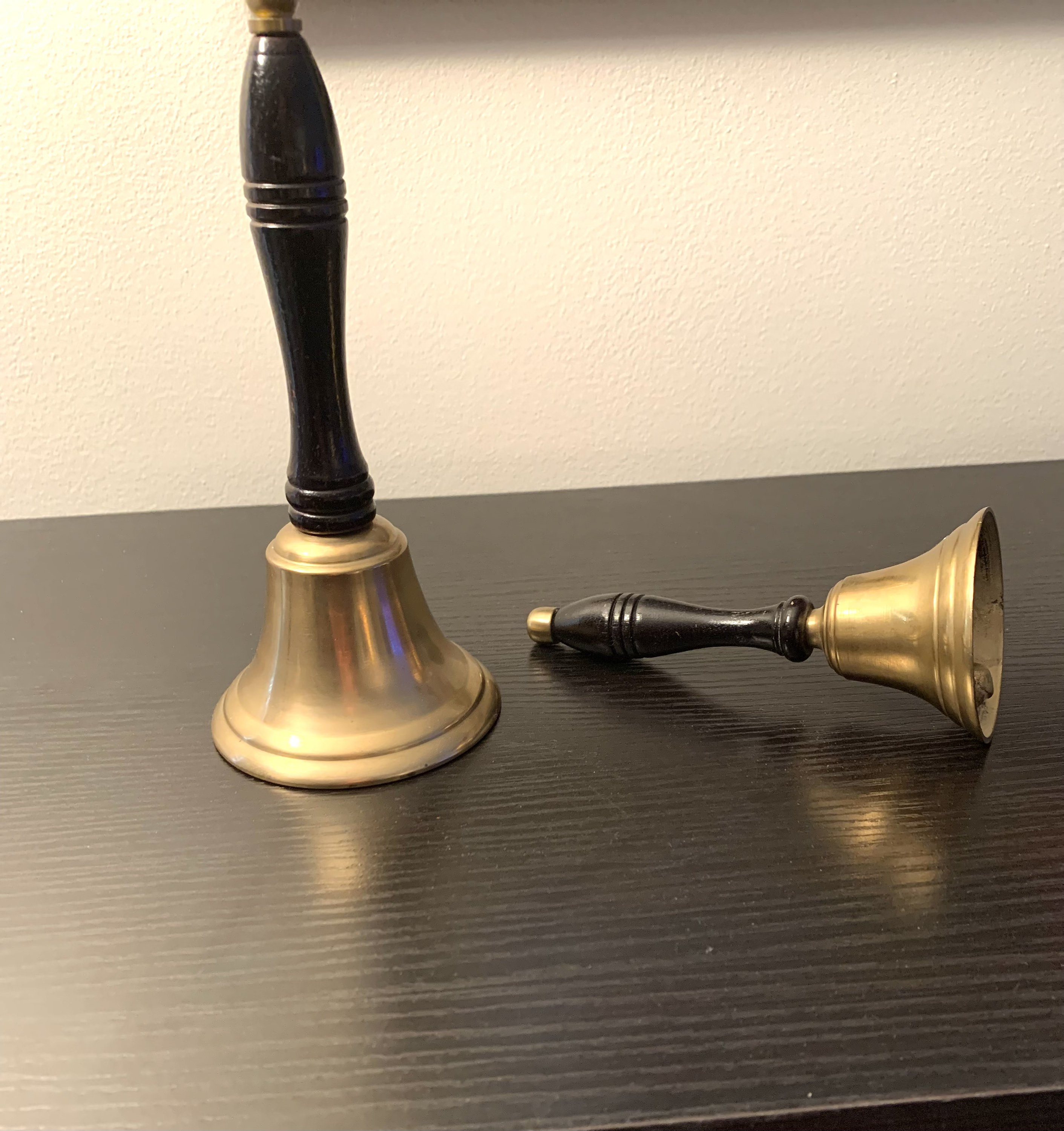 2 Wood and Brass Antique School Bells Various Sizes Farm House - Etsy