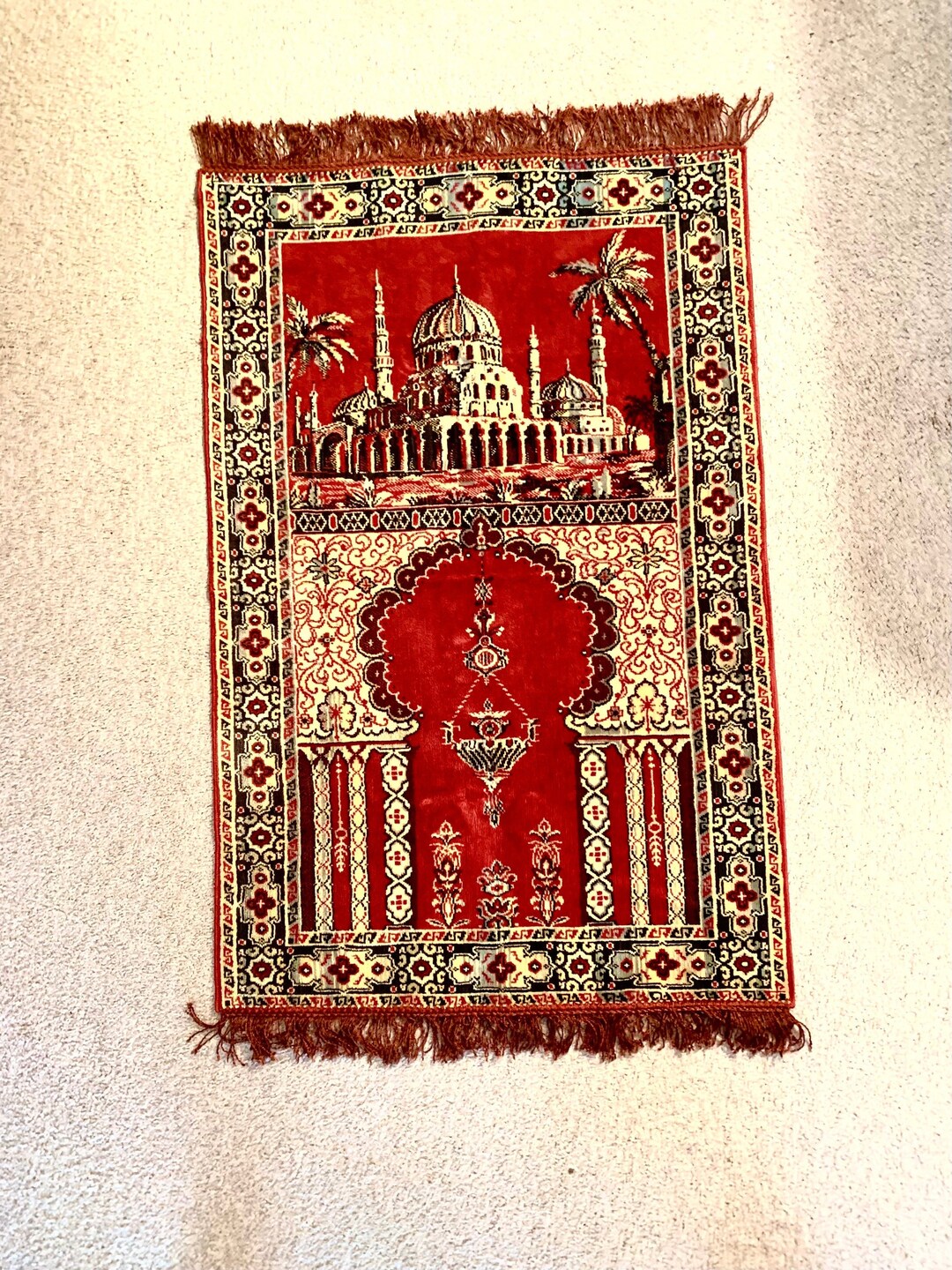 Vintage Accent Carpet Taj Mahal India Deep Red - Etsy