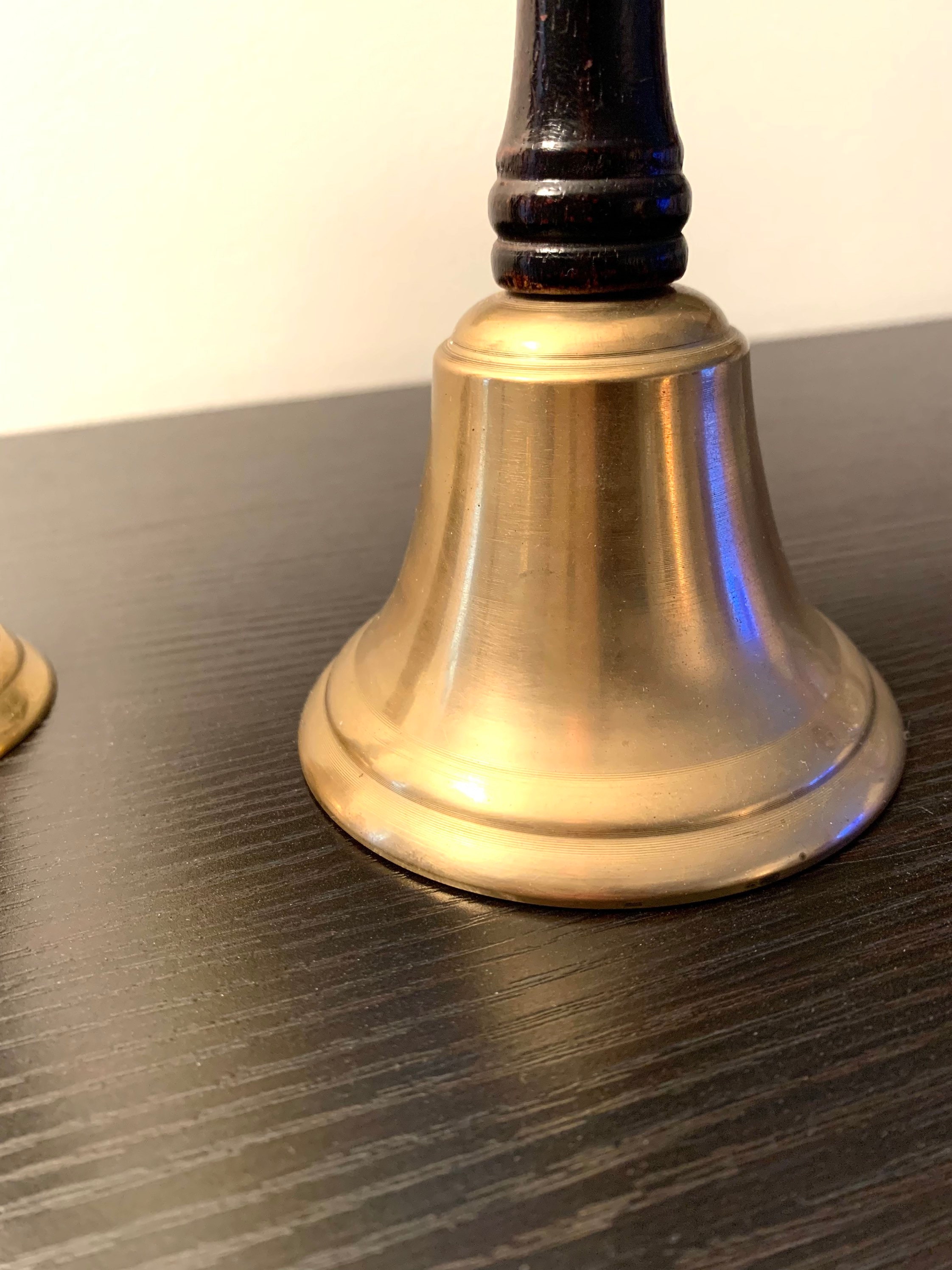 2 Wood and Brass Antique School Bells Various Sizes Farm House - Etsy