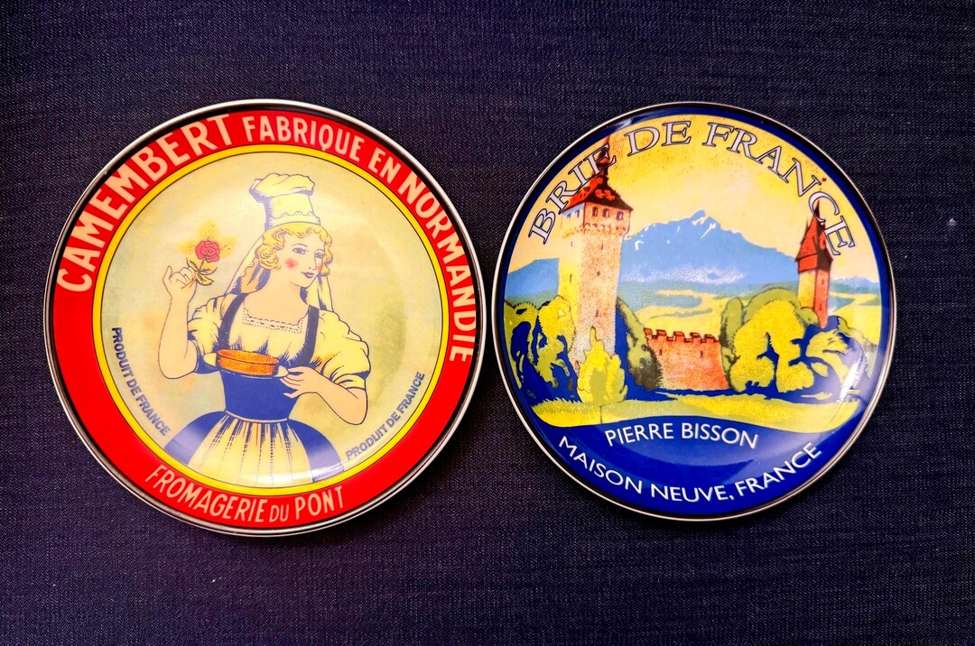 Vintage French Cheese Plates Set of 2 Camembert & Brie Colorful - Etsy