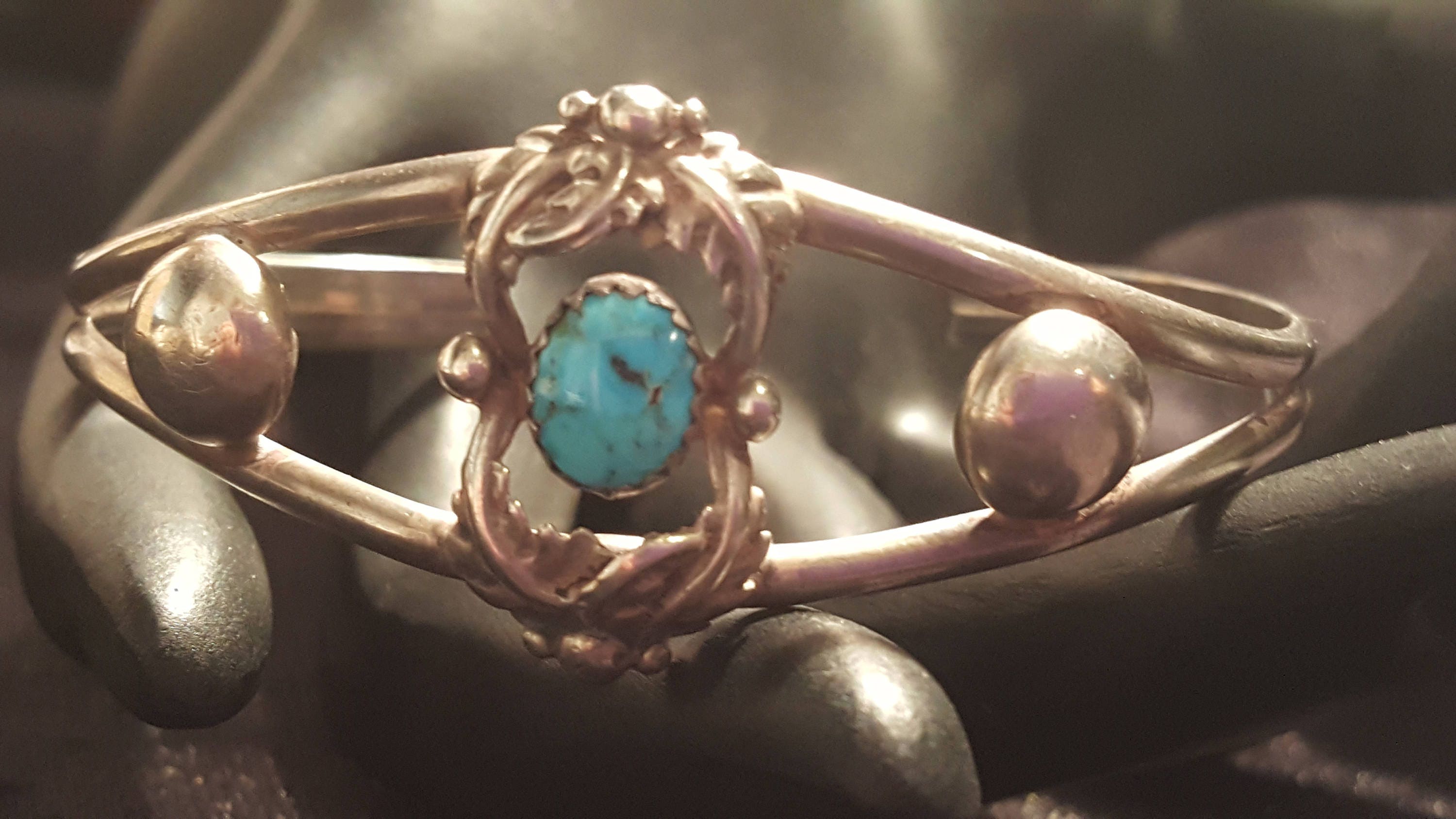 Vintage Sterling Silver Turquoise Navajo Wayne Etsitty Signed Cuff ...