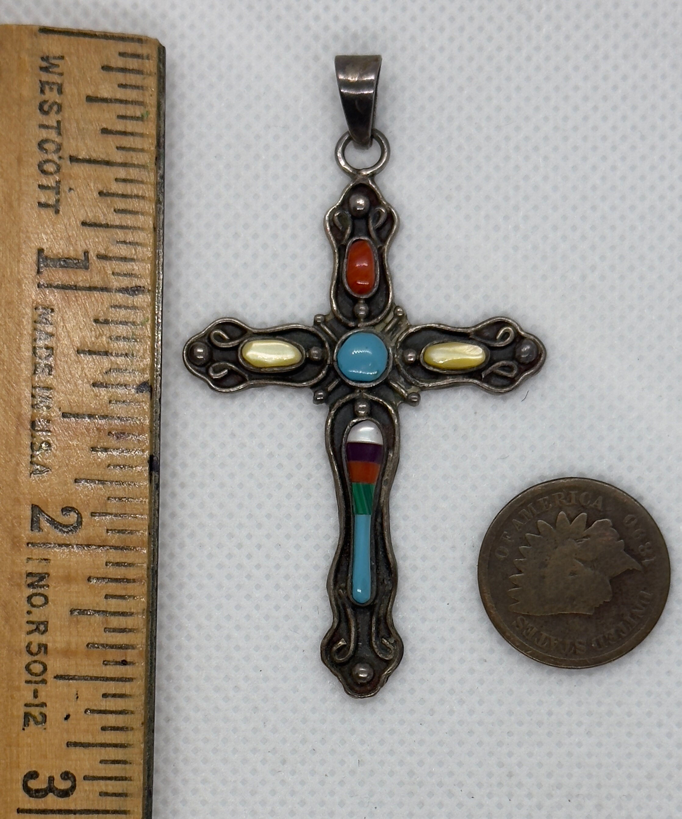 Vintage Zuni Native American Multi Stone Cross Pendant Signed - Etsy