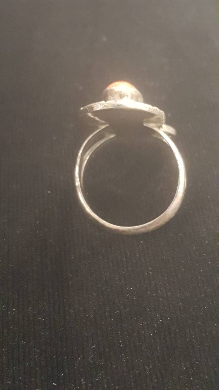 Vintage RBP Sterling Silver Turquoise and Coral Ring Raymond Platero ...