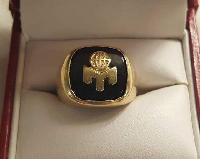 Vintage 14k Gold Onyx MENSA Signet Ring Size 6 Extremely Rare Geek ...