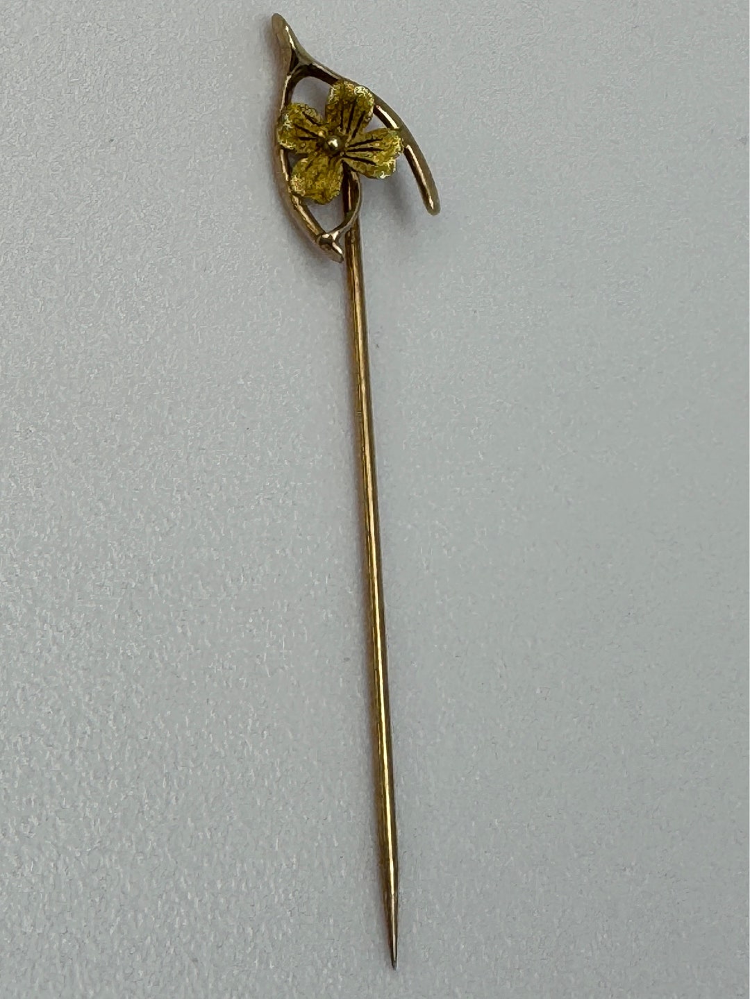 Antique Victorian 10k Gold Lucky Wishbone Shamrock Stick Pin Scarf Pin ...